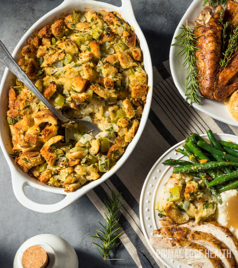 Keto Stuffing with Sausage and Low-Carb Bread