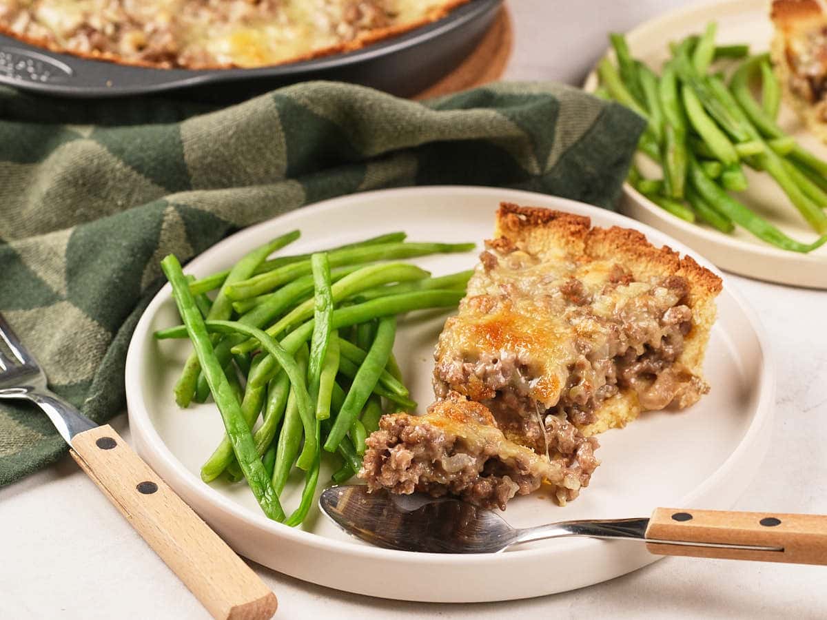 Cheesy Keto Meat Pie with Coconut Flour Crust